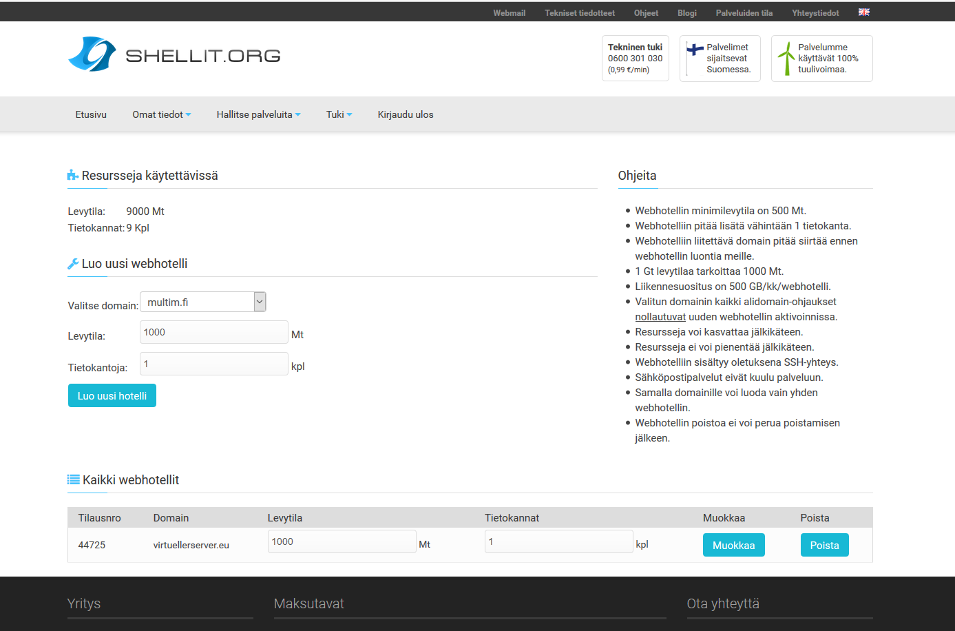 Uudistettu webhotellien jälleenmyynti - Shellit.org