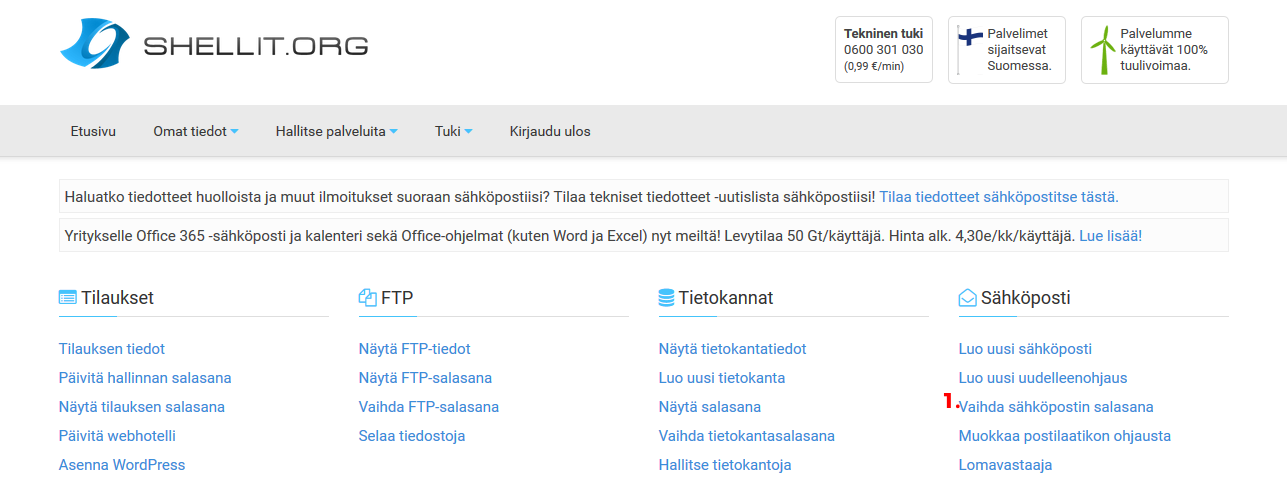 Sähköpostin salasanan vaihto - Shellit.org